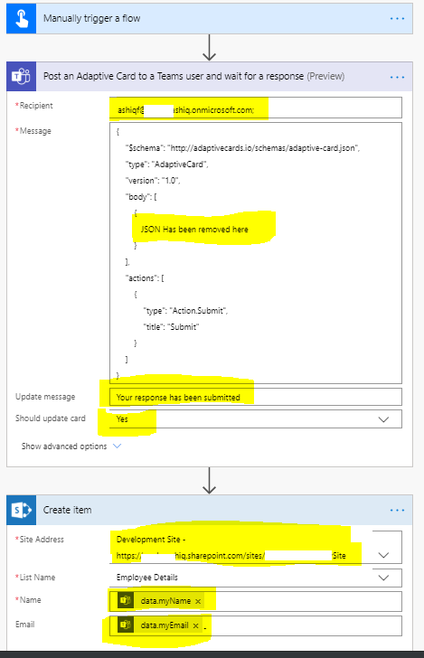 Collect response from a user with Adaptive Card in Teams using Power ...