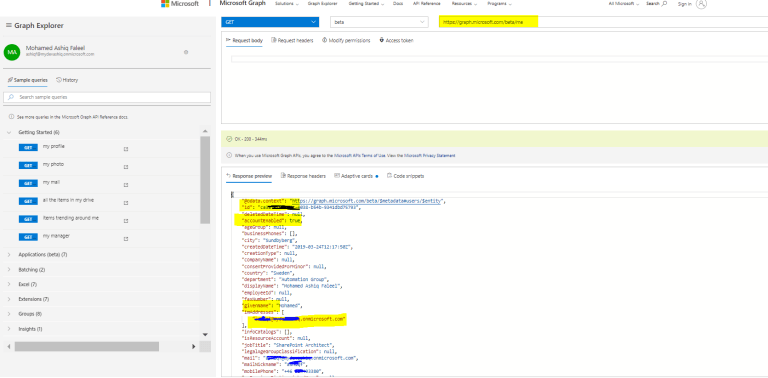Access Active Directory user profile attributes using Graph API ...