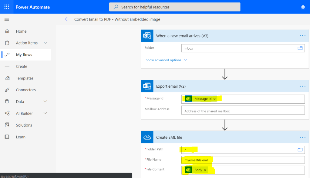 Convert Outlook Email with embedded images to PDF using PowerAutomate ...